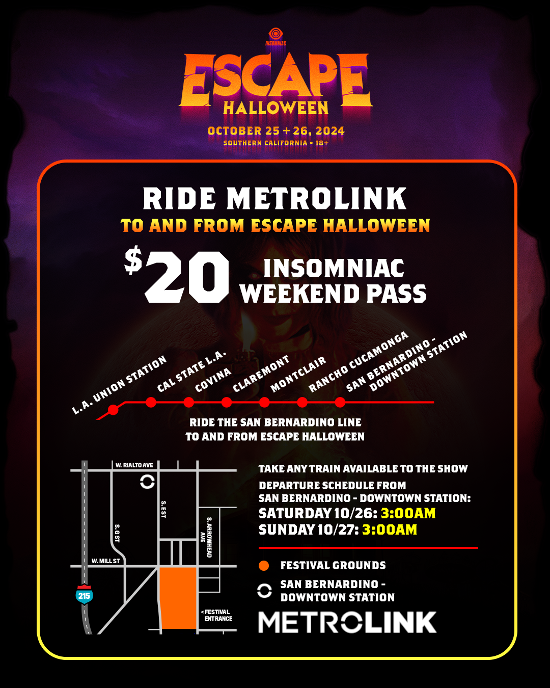 Insomniac Escape Hallowen Metrolink Train