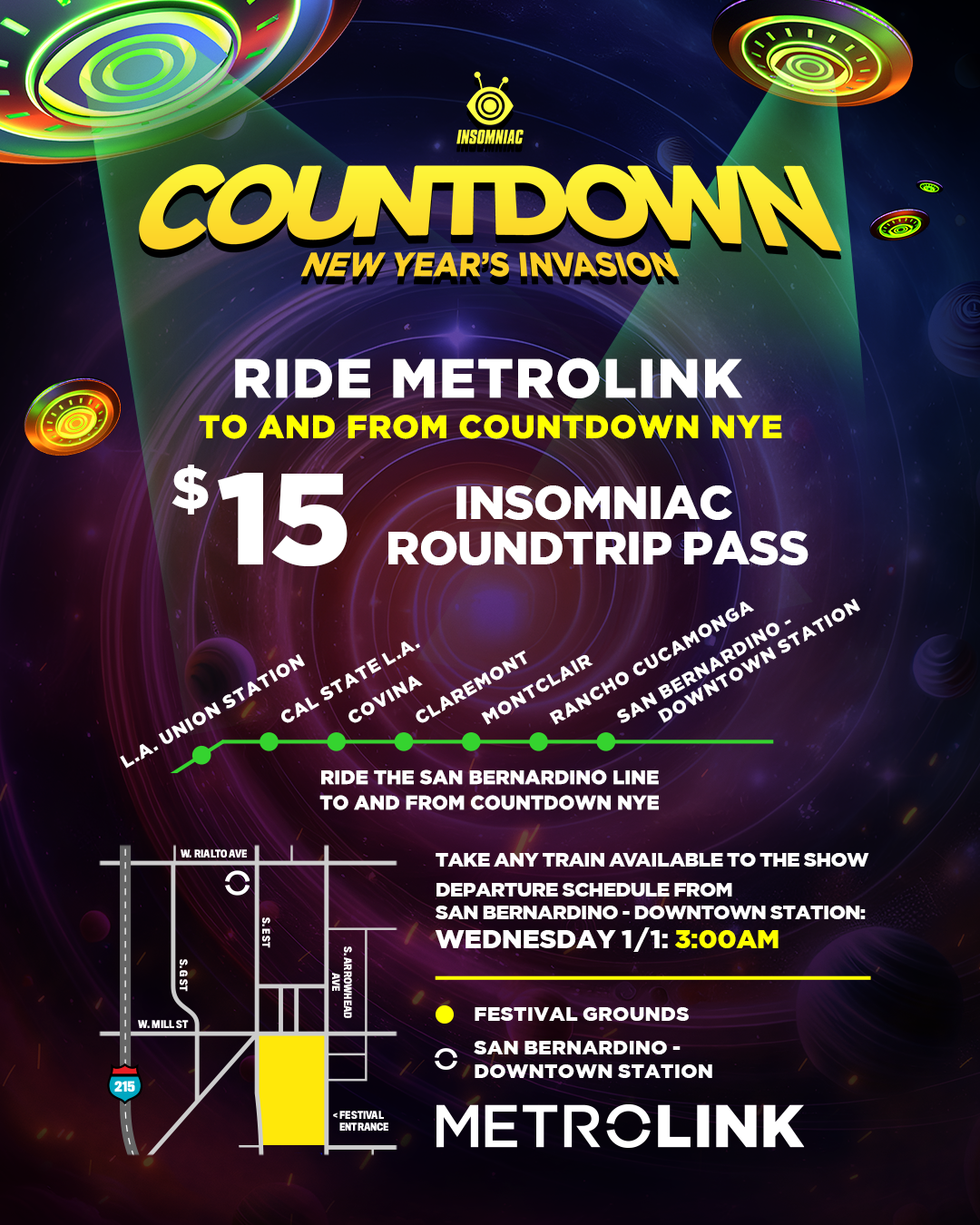 Insomniac Countdown NYE Metrolink Train